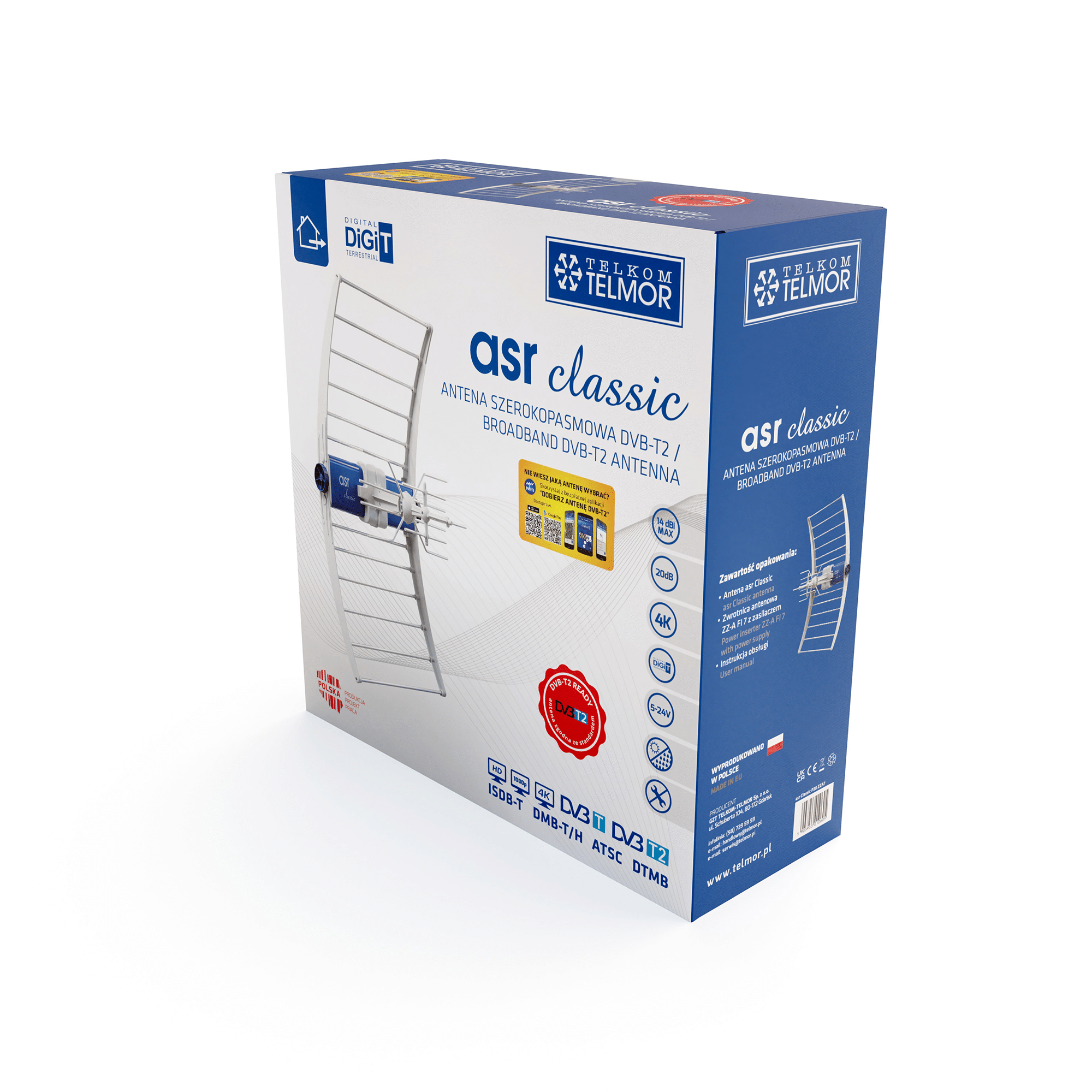 Antena TV DVB-T/T2 ASR Classic P20 2023 z zasilaczem ZZA-7 Telkom ...