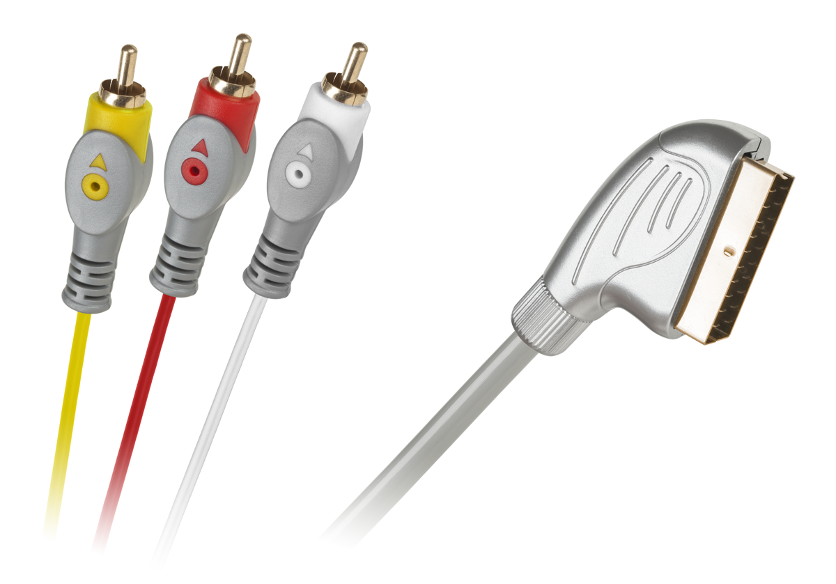 Kabel Euro-3RCA 1.5m srebrny łezka blister - Lechpol B2B