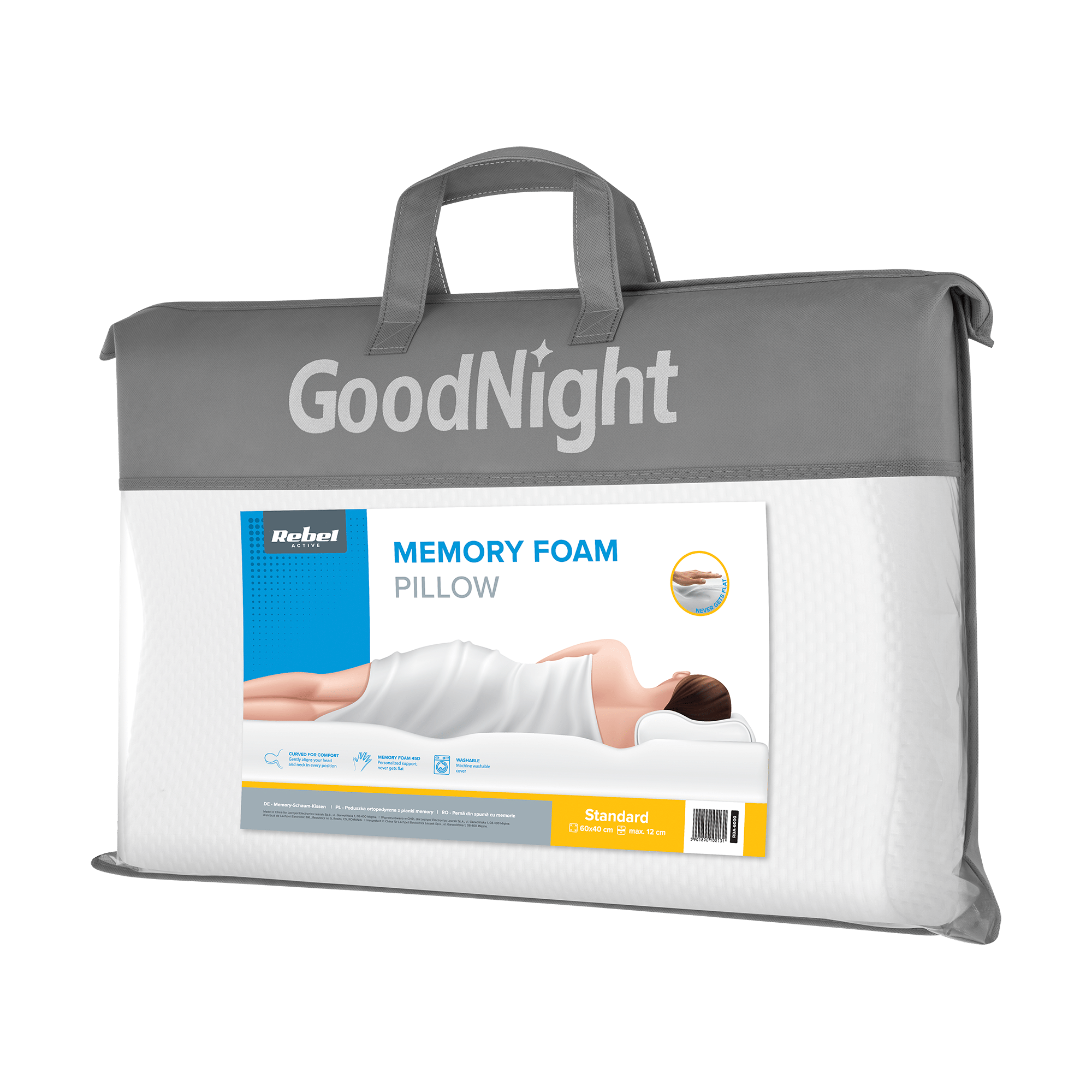Poduszka ortopedyczna profilowana z pianki memory, REBEL ACTIVE ...