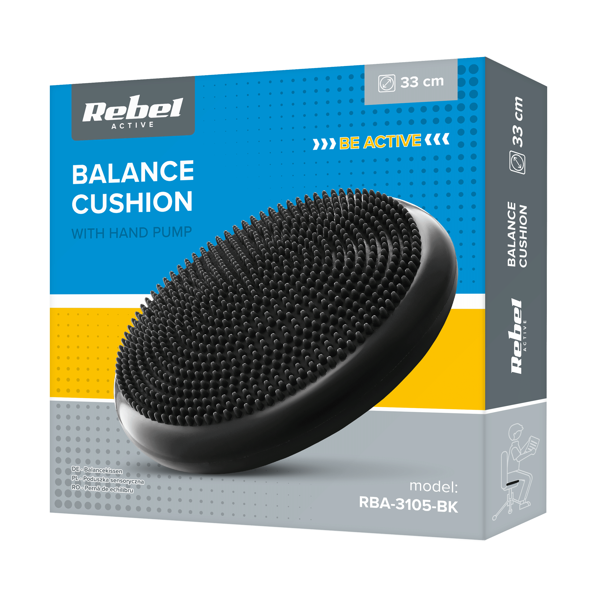 Poduszka sensoryczna rehabilitacyjna 33cm + pompka , kolor czarny ...