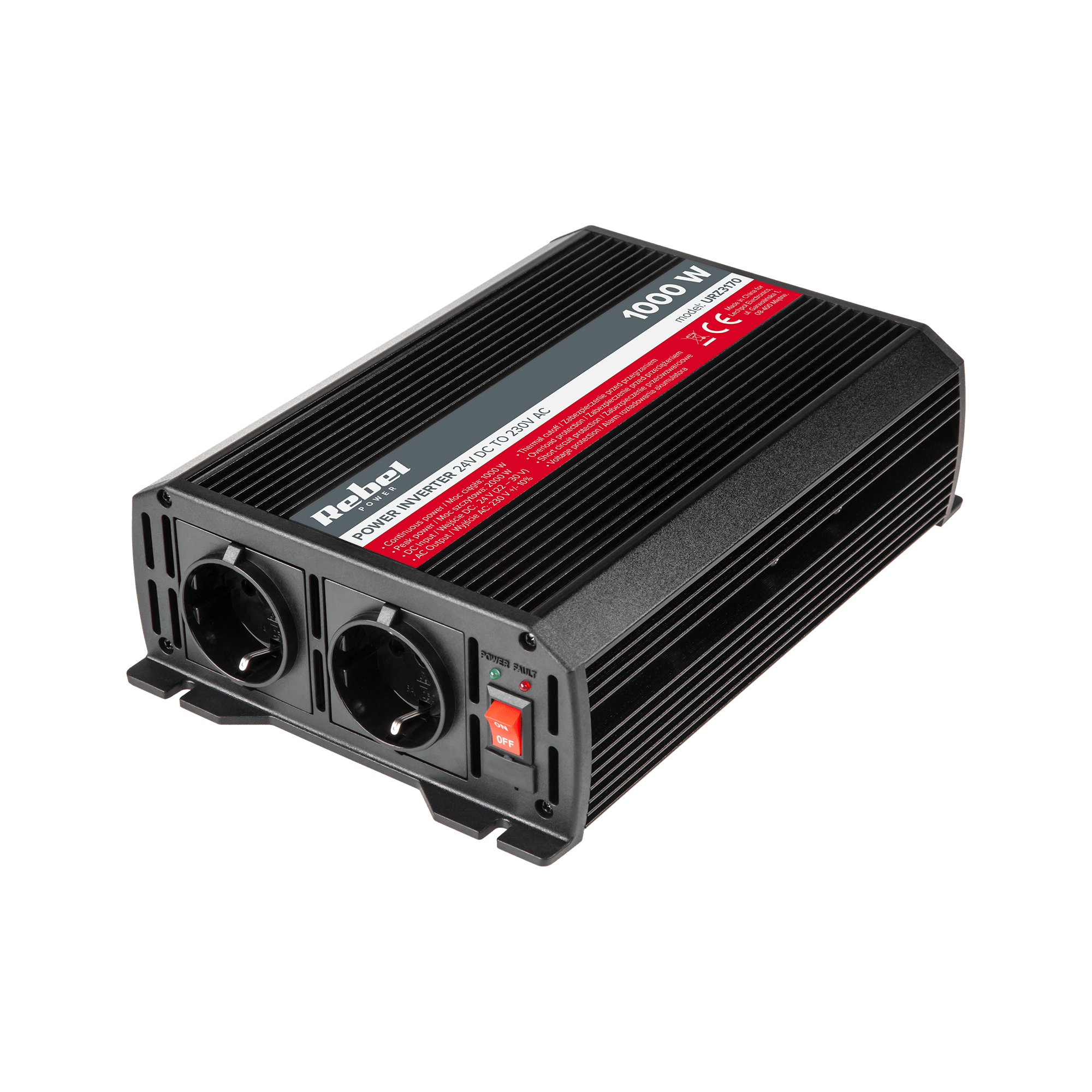 Przetwornica REBEL 24V/230V 1000W 2 gniazda typu F :niemieckie - Lechpol B2B