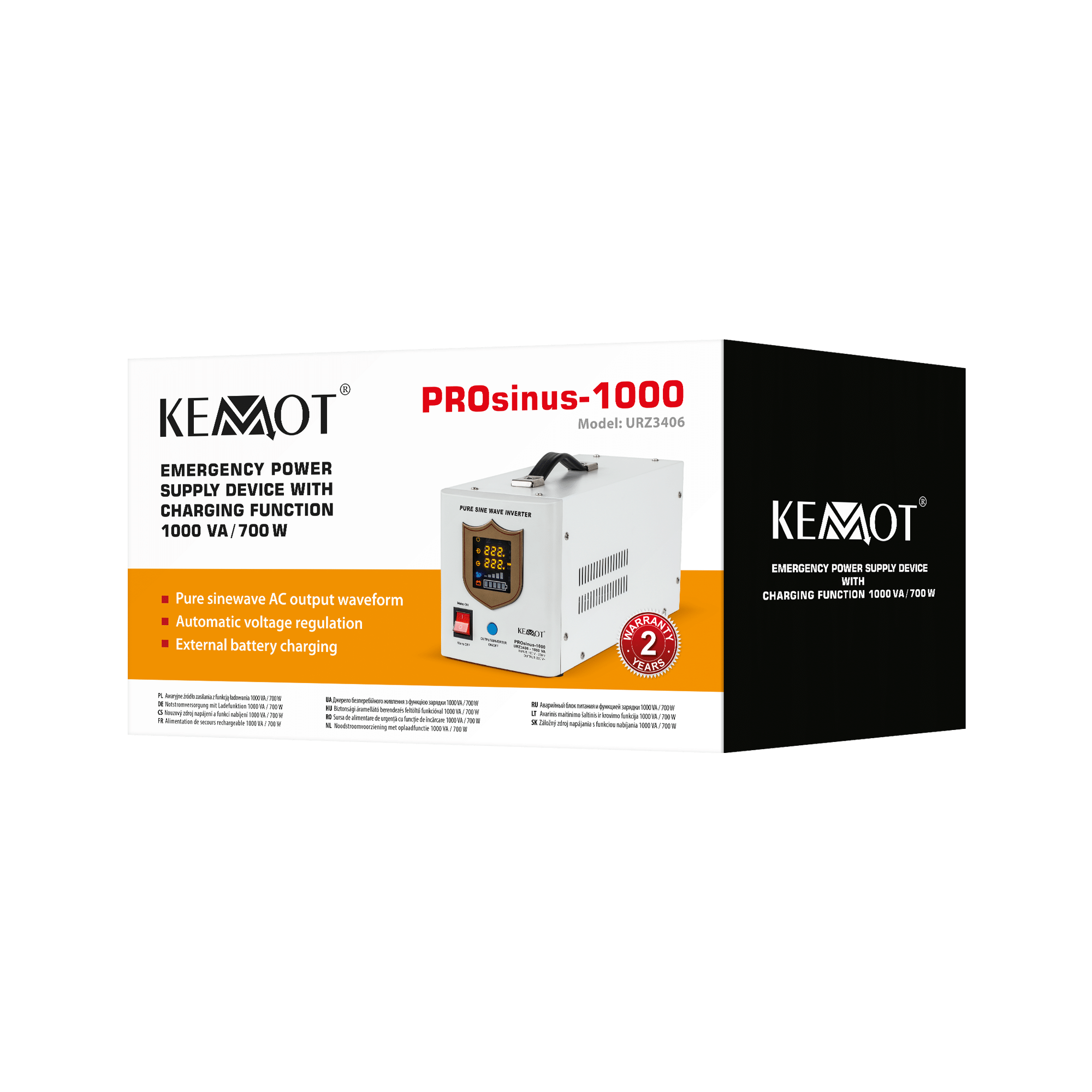 Zasilacz awaryjny KEMOT PROsinus-1000 przetwornica z czystym ...