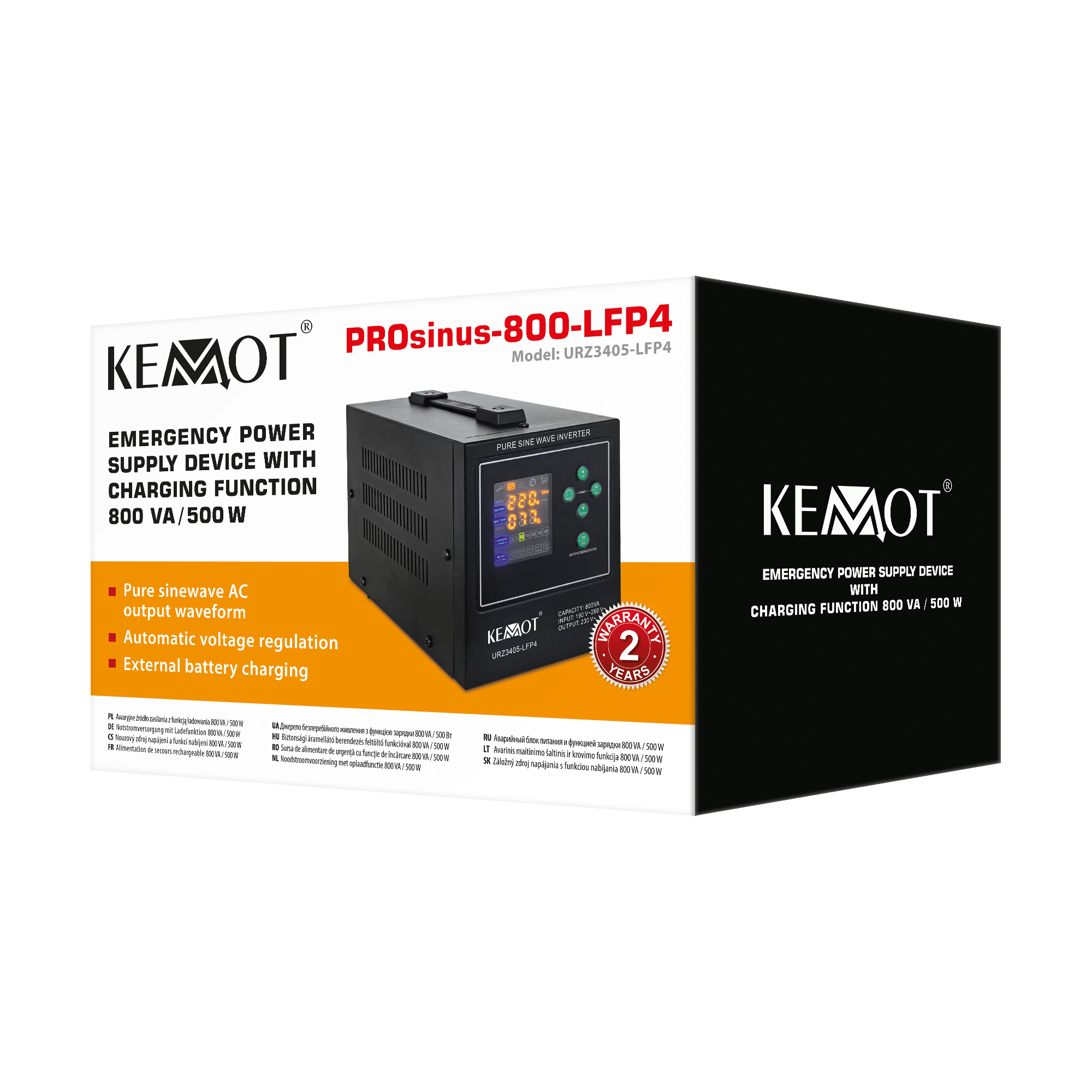 Zasilacz awaryjny KEMOT PROsinus-800-LFP4 przetwornica z czystym ...